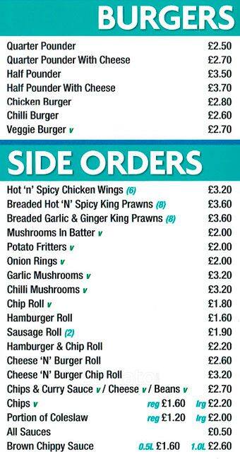 Menu at Mermaid Fish Bar, Edinburgh