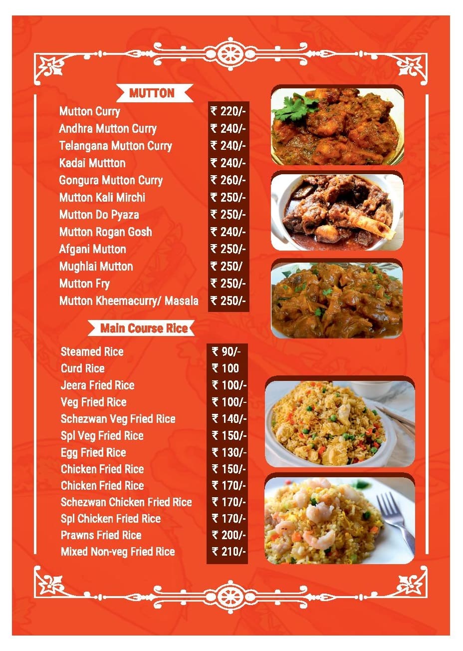 Menu at Paddy's, Hyderabad