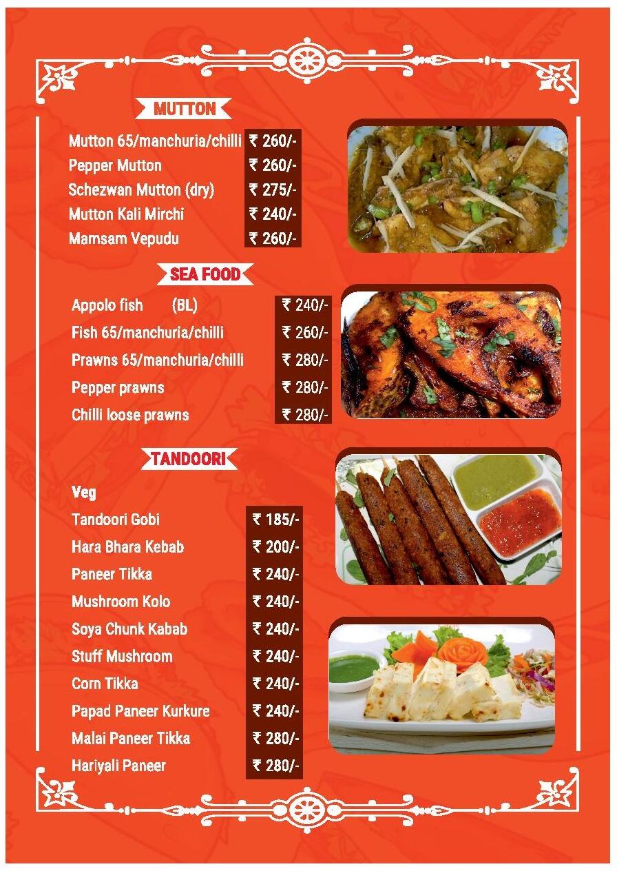 Menu at Paddy's, Hyderabad