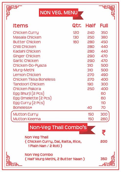 Menu at Kalae Ka Dhaba, Chandigarh, Booth No.12