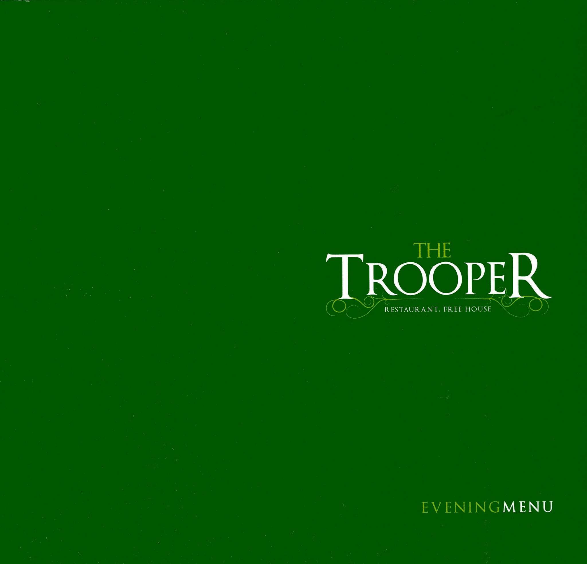 Menu at The Trooper restaurant, Lichfield