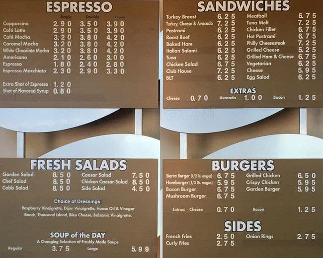 Menu at Sierra Deli & Market cafe, Oakland
