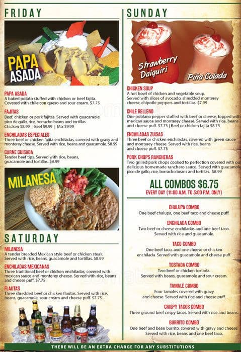 Menu at La Cabana restaurant, Spring, Louetta Rd