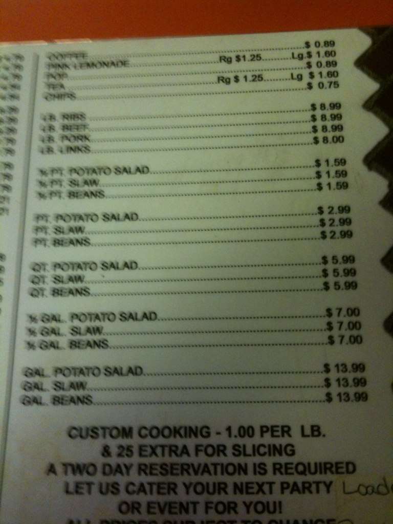 Menu at John & Cook`s Real Pit BBQ, Lawton