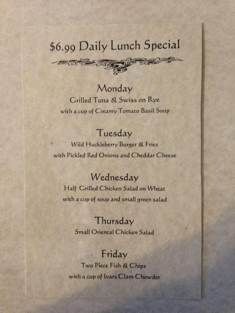 Menu at Wild Huckleberry restaurant, Wenatchee