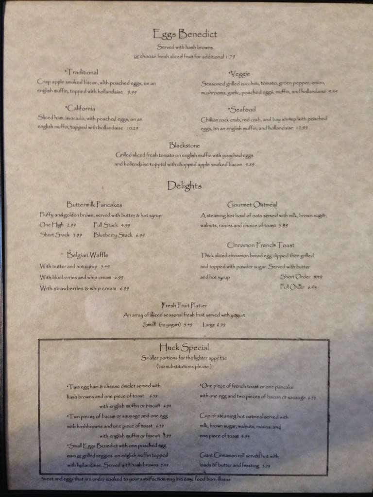 Menu at Wild Huckleberry restaurant, Wenatchee