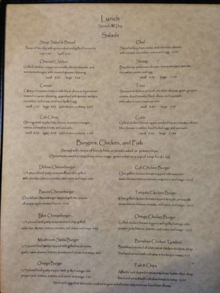 Menu at Wild Huckleberry restaurant, Wenatchee