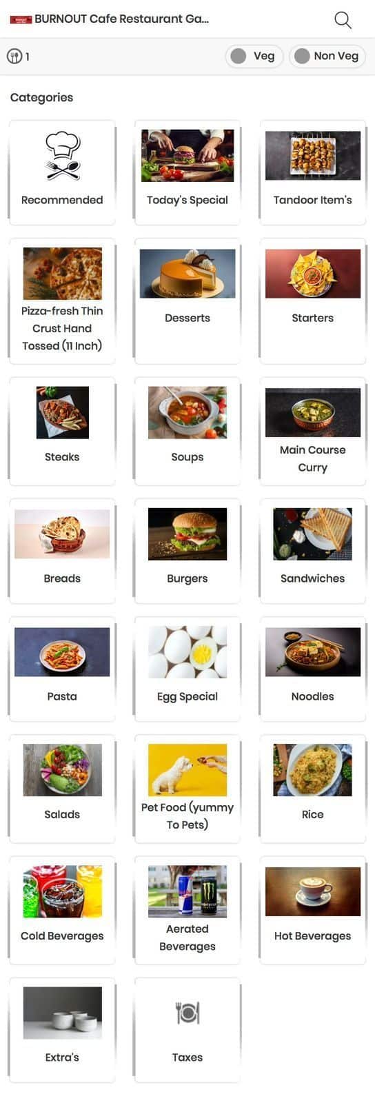 Menu of Burnout Cafe, Kanakapura Road, Bangalore