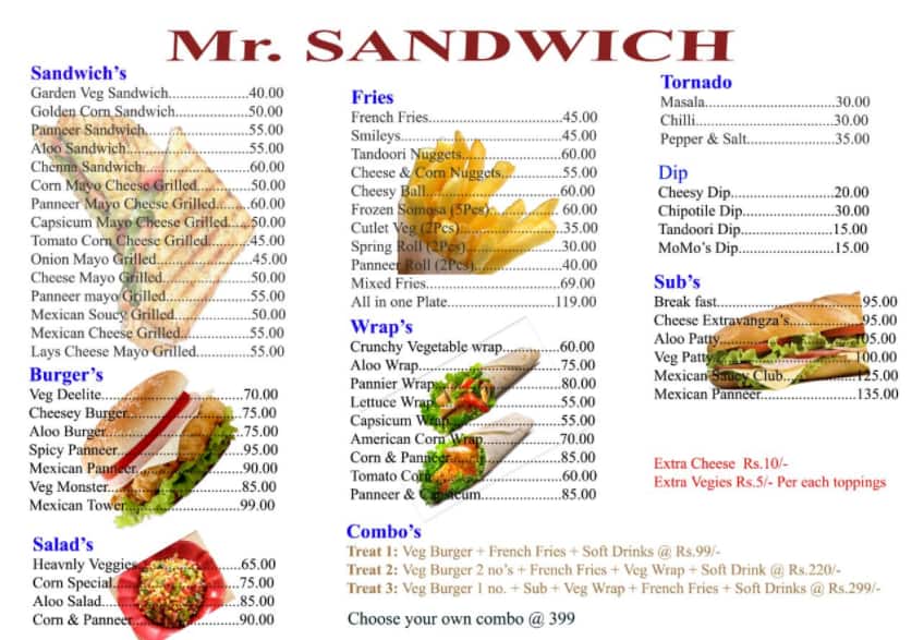 Menu at Mr sandwich, Chennai, NO 30
