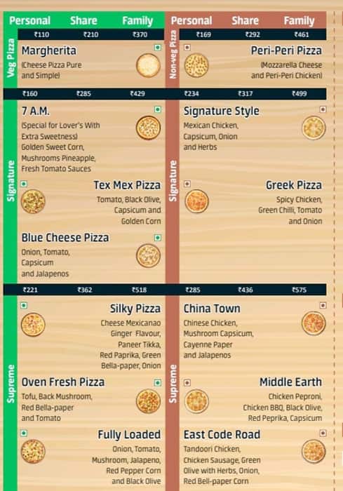 Menu of D'oro Noto Pizza, Shastri Nagar, Meerut