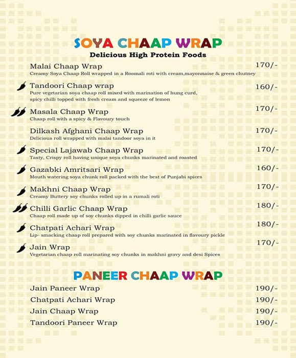 Menu of Naintara, Madhapur, Hyderabad