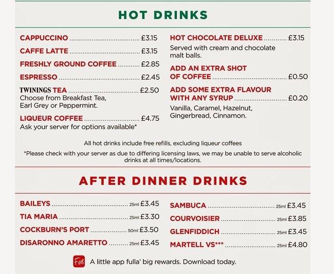 Menu at Little Frankie's restaurant, London, 7 Whitehall SW1A 2DD