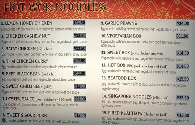 Menu at Amazing Wok cafe, Auckland