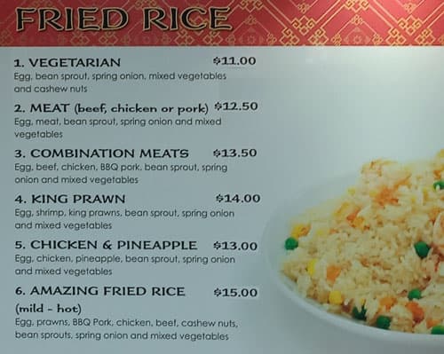 Menu at Amazing Wok cafe, Auckland