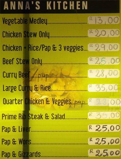 Carta del restaurante Hatfield Take Away, Pretoria