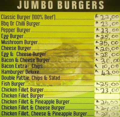 Carta del restaurante Hatfield Take Away, Pretoria