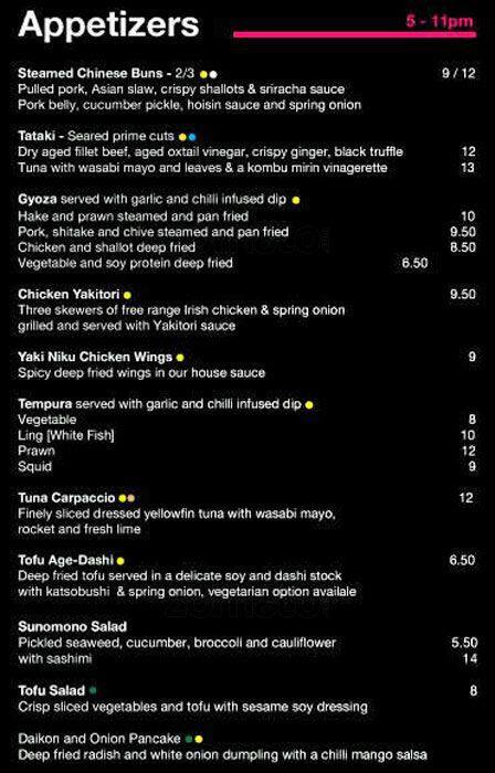 Menu at UKIYO Restaurant & Late Bar, Dublin
