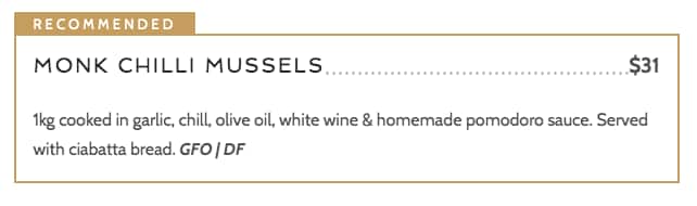 Menu at The Monk Brewery & Kitchen pub & bar, Fremantle