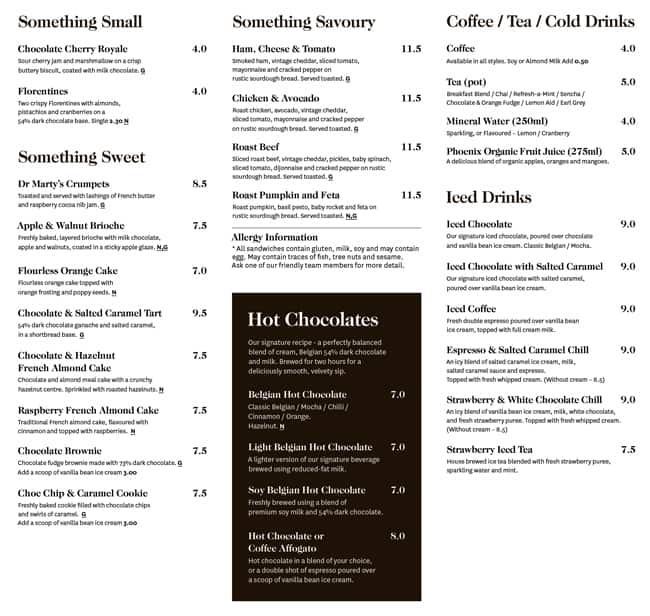 Menu at Koko Black - Perth cafe, Perth