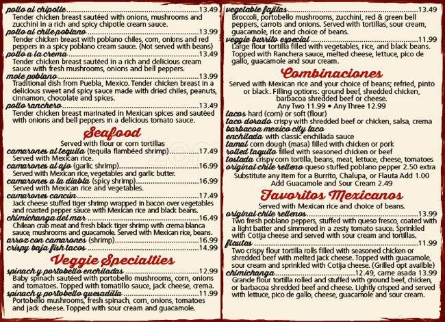 Menu at Moctezuma's Mexican Restaurant & Tequila Bar, Gig Harbor