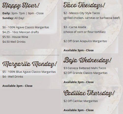 Menu at Moctezuma's Mexican Restaurant & Tequila Bar, Gig Harbor