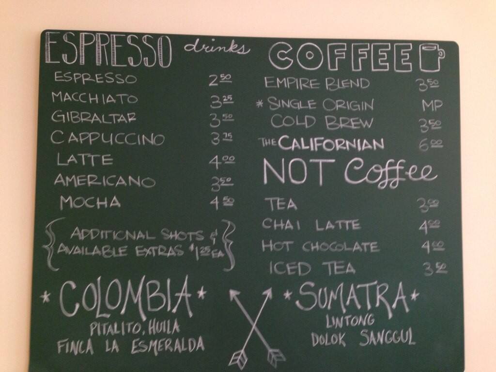 Menu at Weekend Coffee restaurant, Dallas