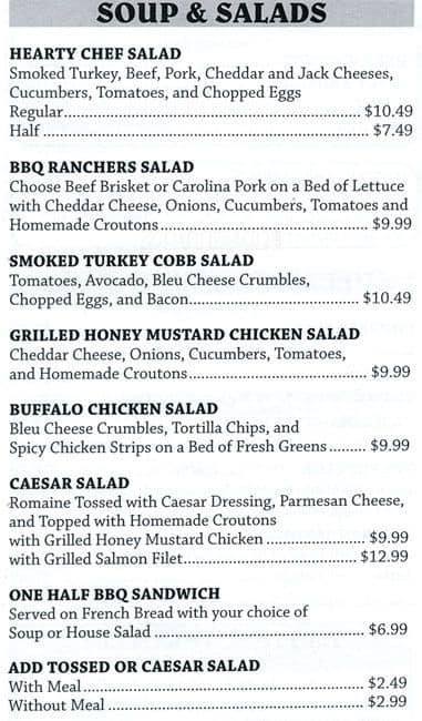 Menu at Bennett's BBQ, Arvada, W 52nd Ave