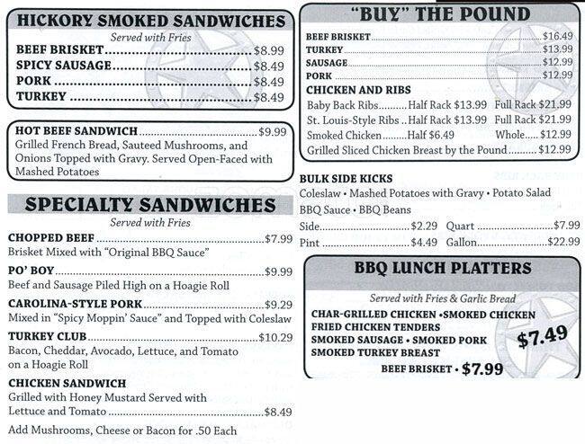 Menu at Bennett's BBQ, Arvada, W 52nd Ave