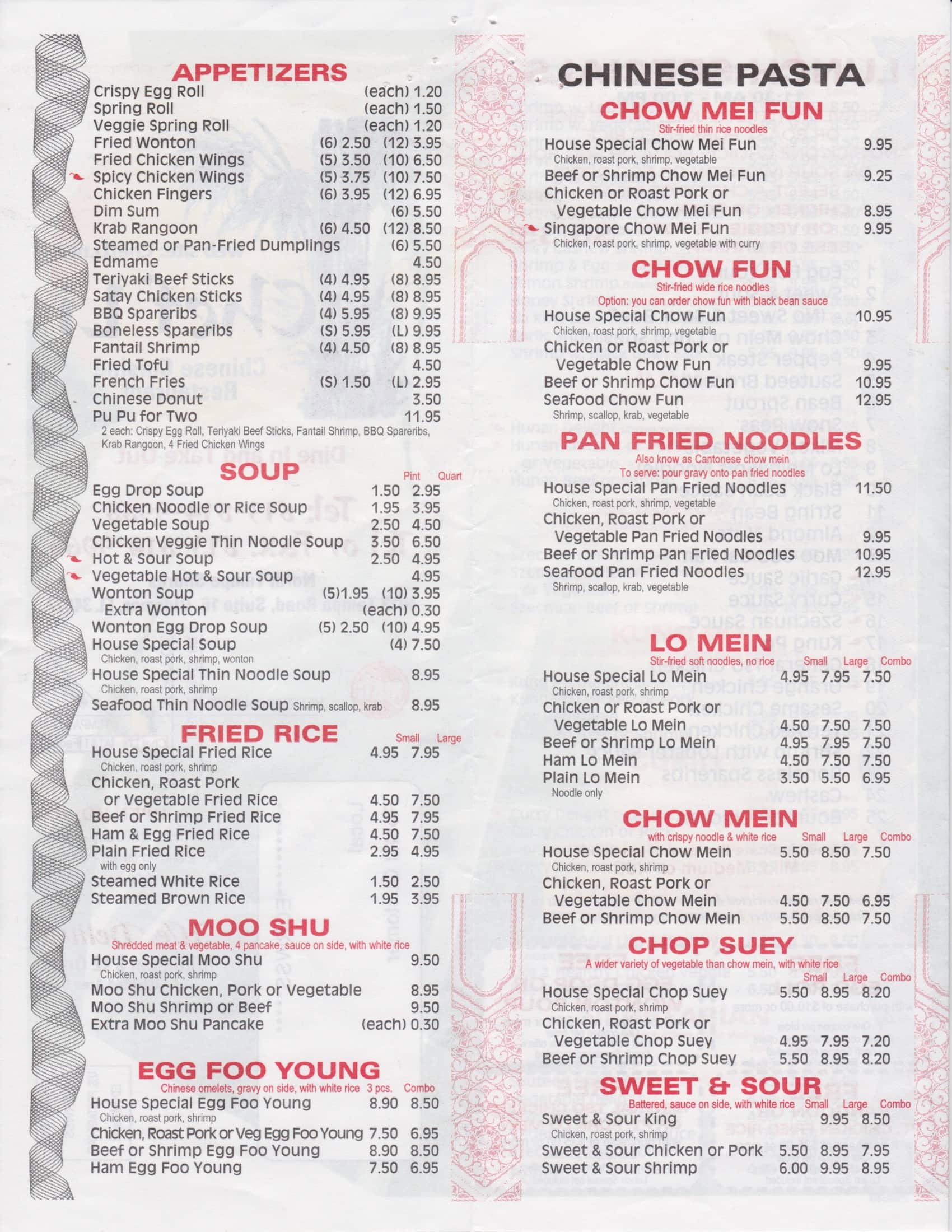 Menu at Chef Li Chinese Cuisine Restaurant, Oldsmar, 4013 Tampa Rd #16