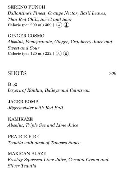 Menu at Al Di La, Pune