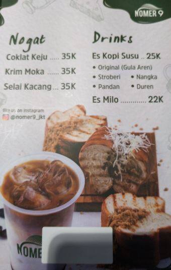 Menu at Nomer 9 Gambir restaurant, Jakarta
