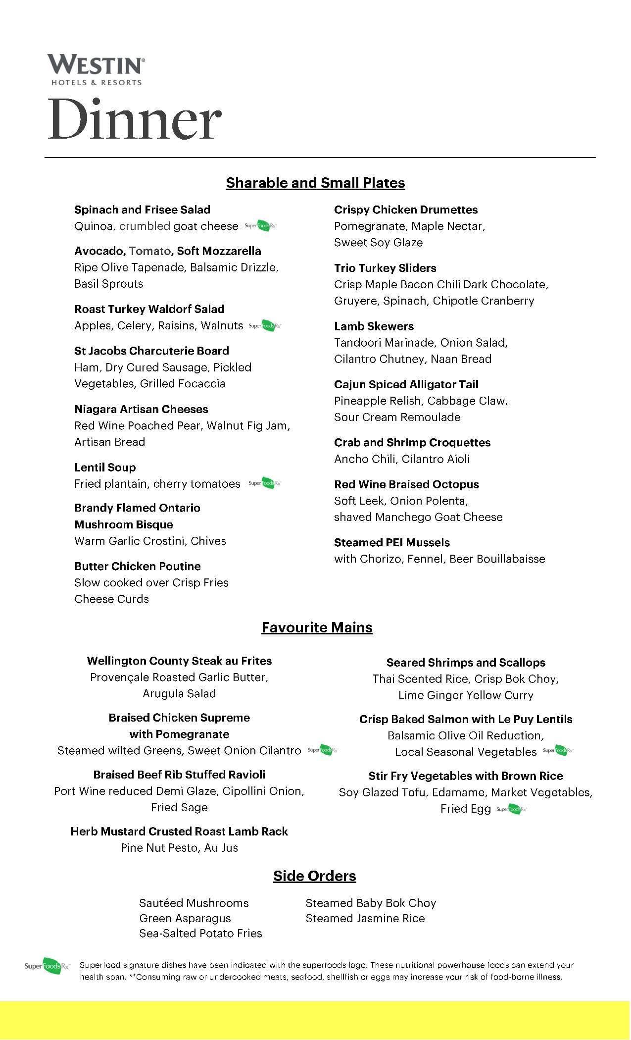 Menu at Crosswinds Bar & Grill, Toronto