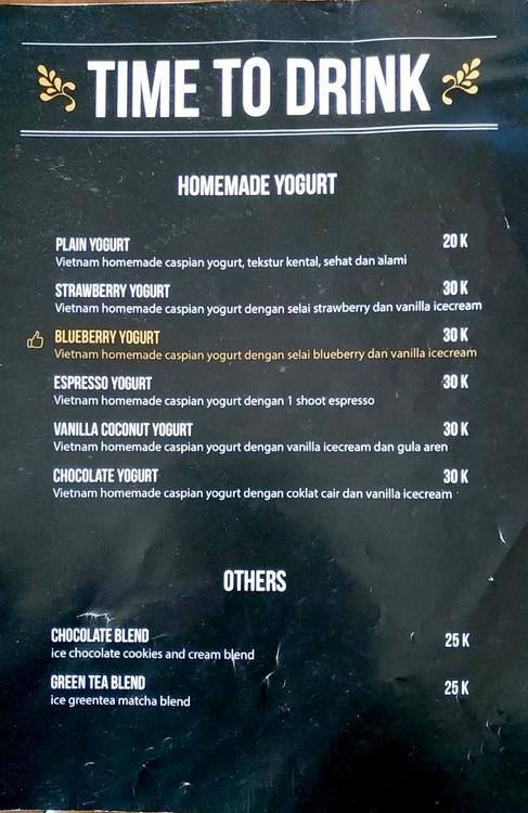 Menu at Saigon Coffee Shop cafe, Jakarta