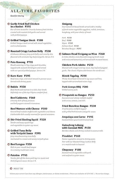 Menu at Cilantro - Manila Lotus Hotel cafe, Manila