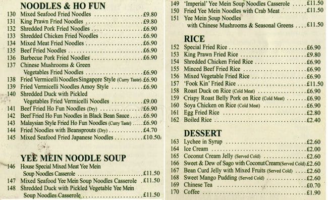 Menu at Tai Tung restaurant, London, 544 Purley Way