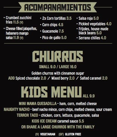 Menu at Mama Loco Sylvia Park restaurant, Auckland