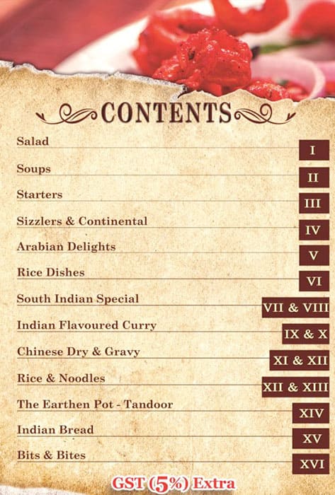 Menu of Mishwar Restaurant, Nungambakkam, Chennai