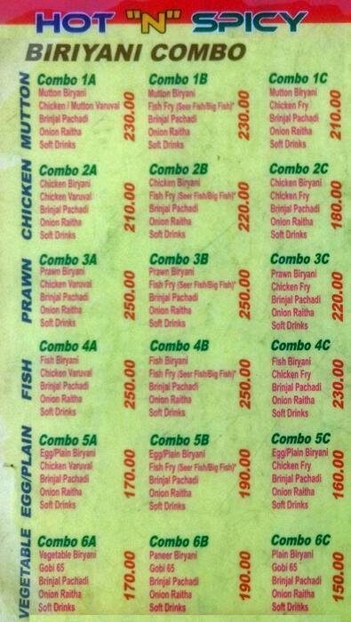 Menu at Hyderabadi Biryani Corner, Chennai, +PGG