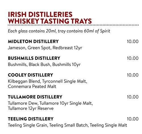 Menu at Bull and Castle - F.X. Buckley pub & bar, Dublin