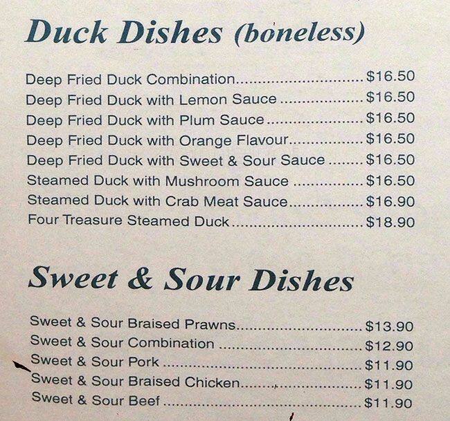 Menu at Shanghai Palace Restaurant, Prospect