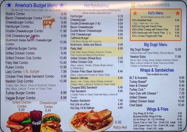 Menu at Coppell Deli restaurant, Coppell