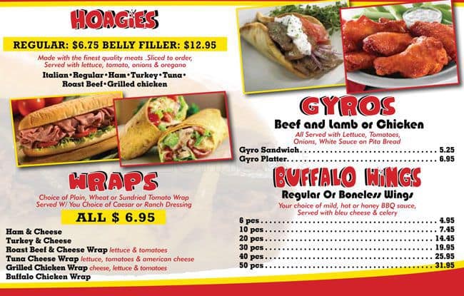 Menu at Larry's Steaks & Hoagies pizzeria, Philadelphia