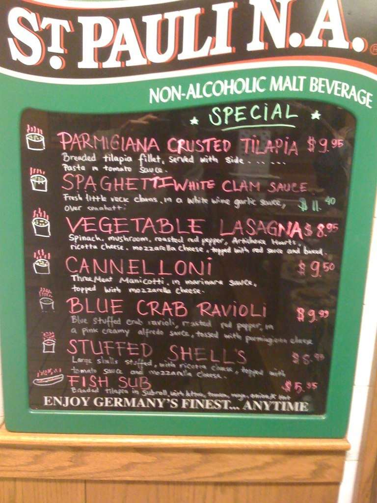 Menu at Tutti Gusti pizzeria, Baltimore