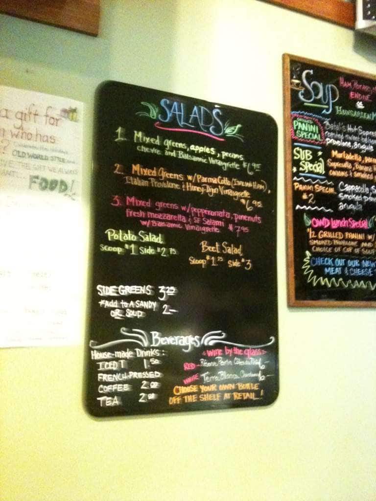 Menu at Old World Deli restaurant, Bellingham, N State St