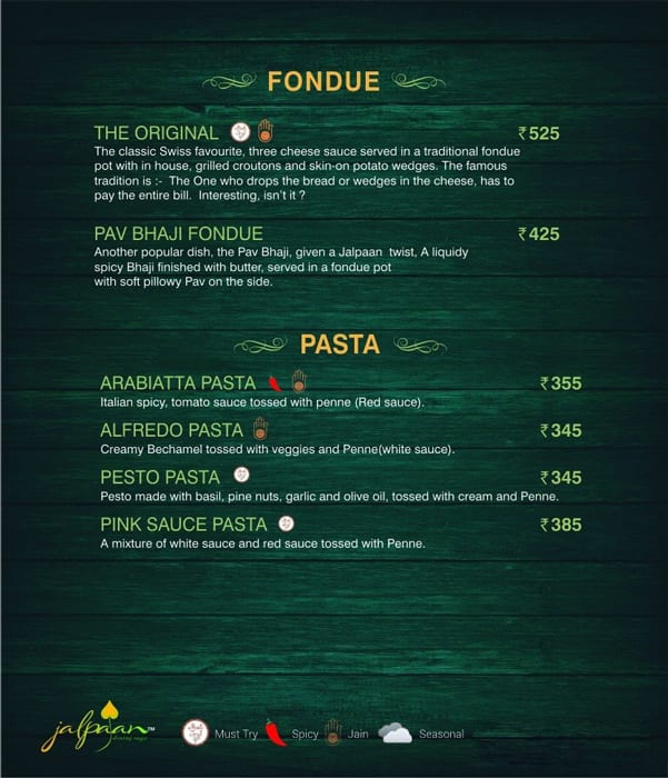 Menu at Jalpaan - T Nagar, Chennai