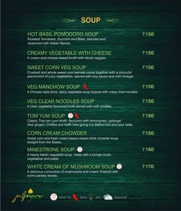 Menu at Jalpaan - T Nagar, Chennai