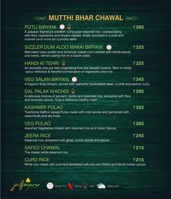 Menu at Jalpaan - T Nagar, Chennai