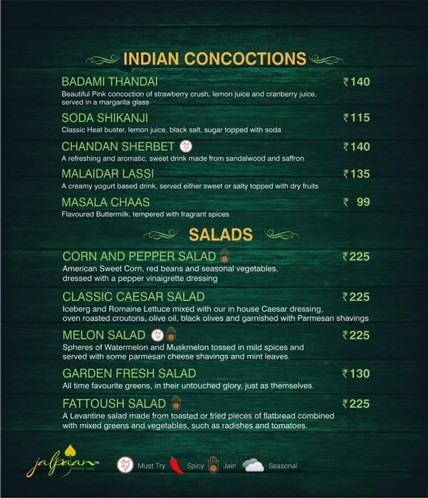 Menu at Jalpaan - T Nagar, Chennai