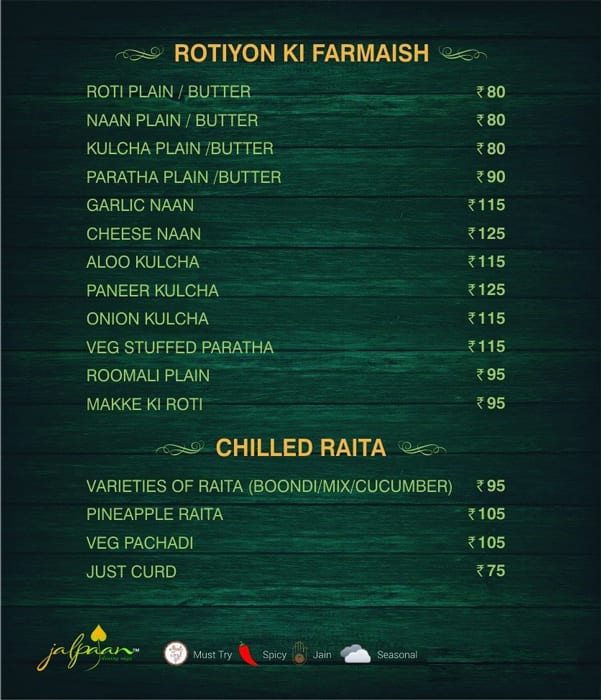 Menu at Jalpaan - T Nagar, Chennai