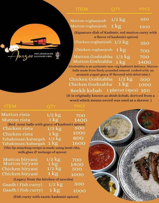 Menu of Aurzoo, Zeta 1, Greater Noida